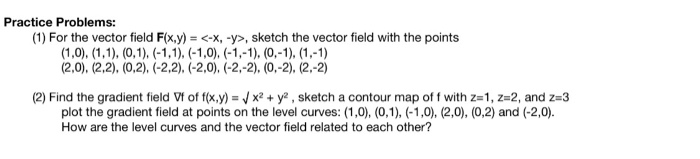 Solved Practice Problems: (1) For the vector field Fx.y) | Chegg.com