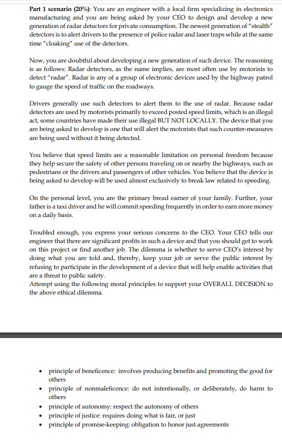 Solved Part 1 scenario (20%) : You are an engineer with a | Chegg.com