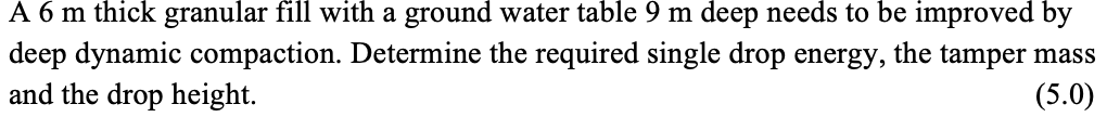 A 6 m thick granular fill with a ground water table 9 | Chegg.com