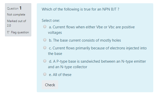 Solved Question 1 Which of the following is true for an NPN | Chegg.com