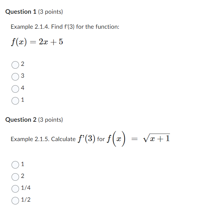 Solved Example 2 1 4 Find F′ 3 For The Function F X 2x 5