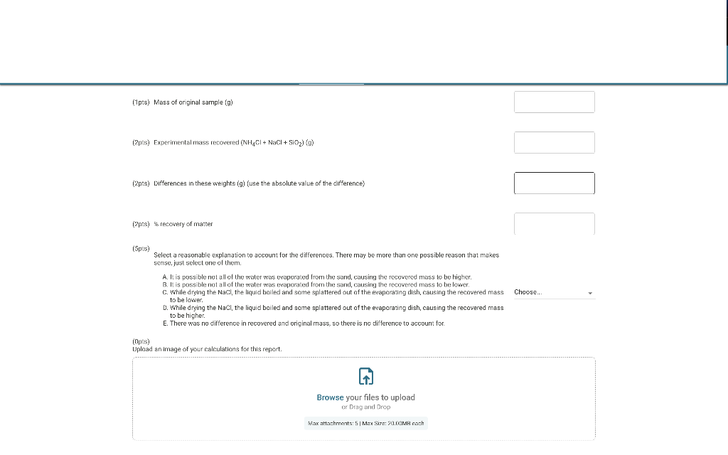 Solved Data And Report Submission - Separating Components Of | Chegg.com