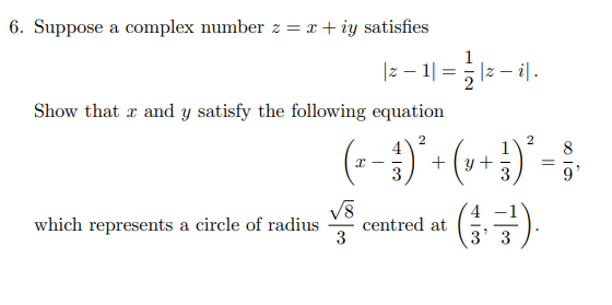 Solved Suppose a complex number z=x+iy | Chegg.com