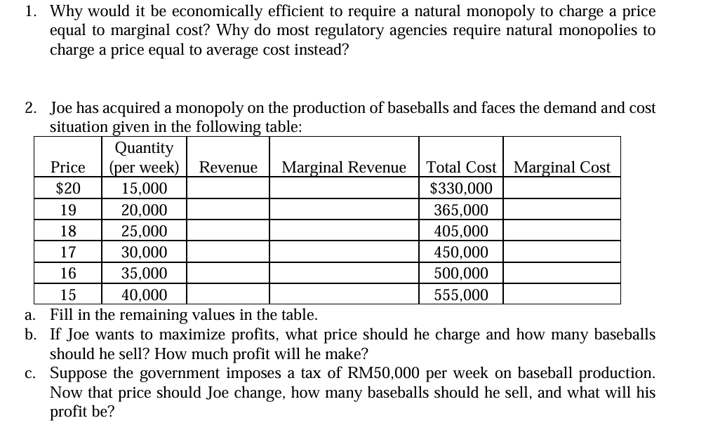 Solved 1. ﻿Why would it be economically efficient to require | Chegg.com