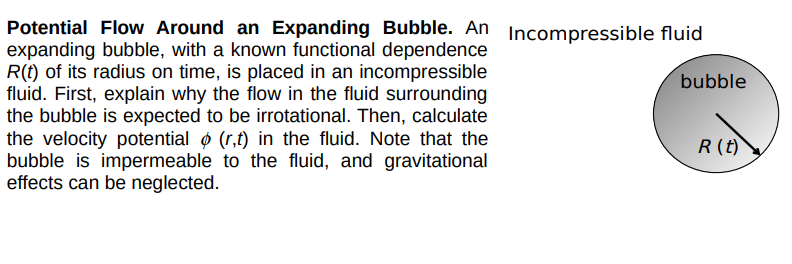Solved Potential Flow Around an Expanding Bubble. An | Chegg.com