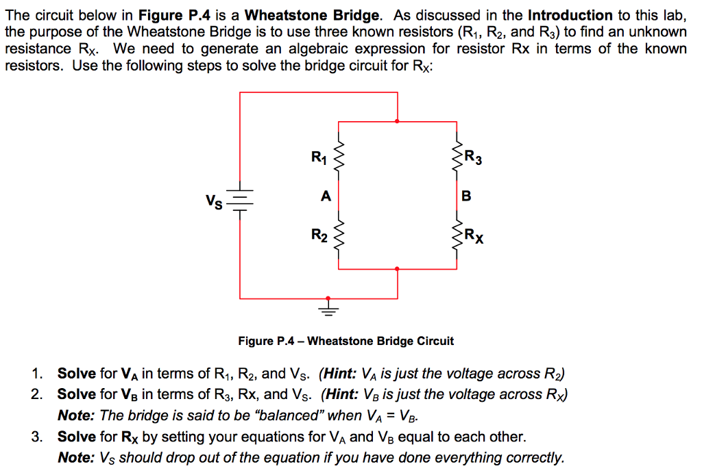 Solved The circuit below in Figure P.4 is a Wheatstone | Chegg.com