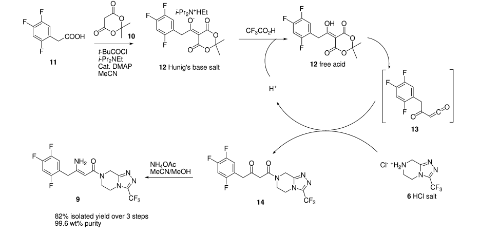 synthesis of sitagliptin1111i-Pr2NEtCat. DMAPMeCN12 | Chegg.com