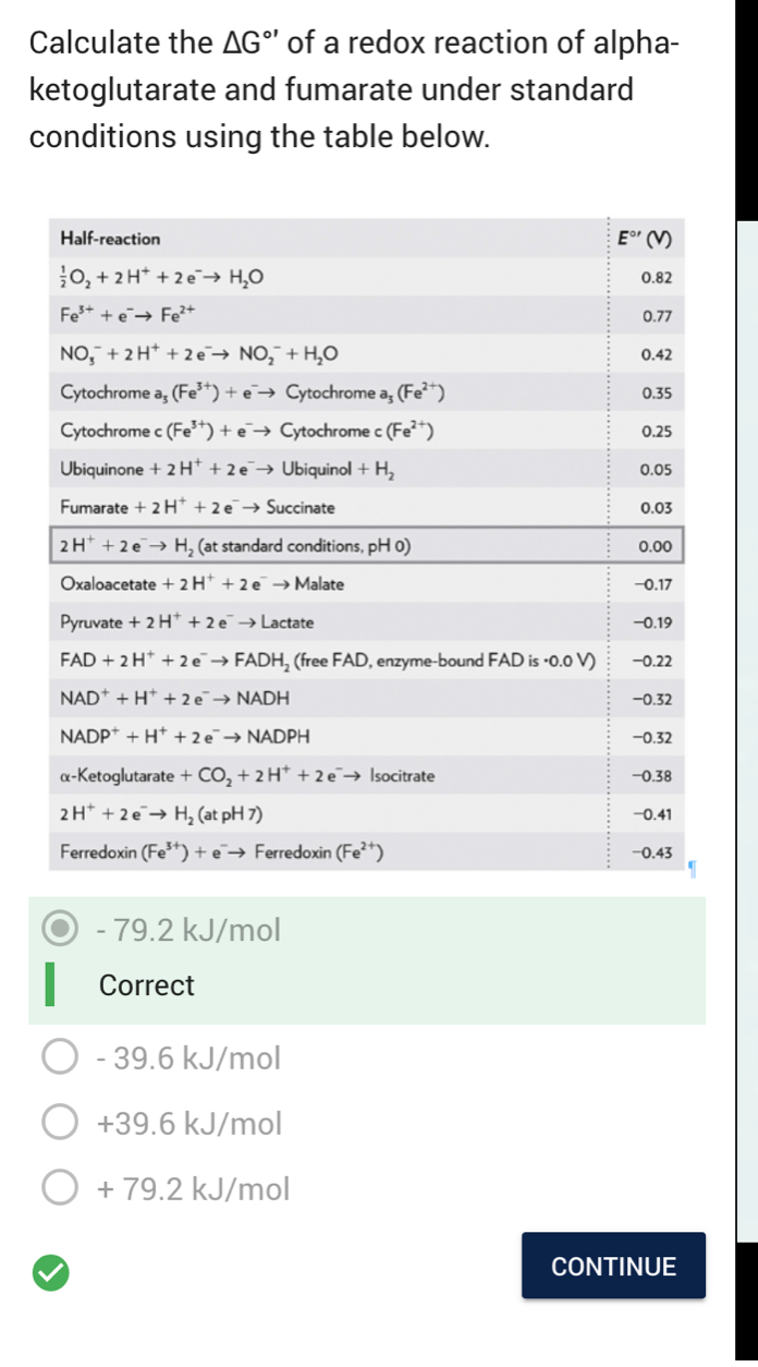 Solved Calculate the ΔG∘ of a redox reaction of | Chegg.com