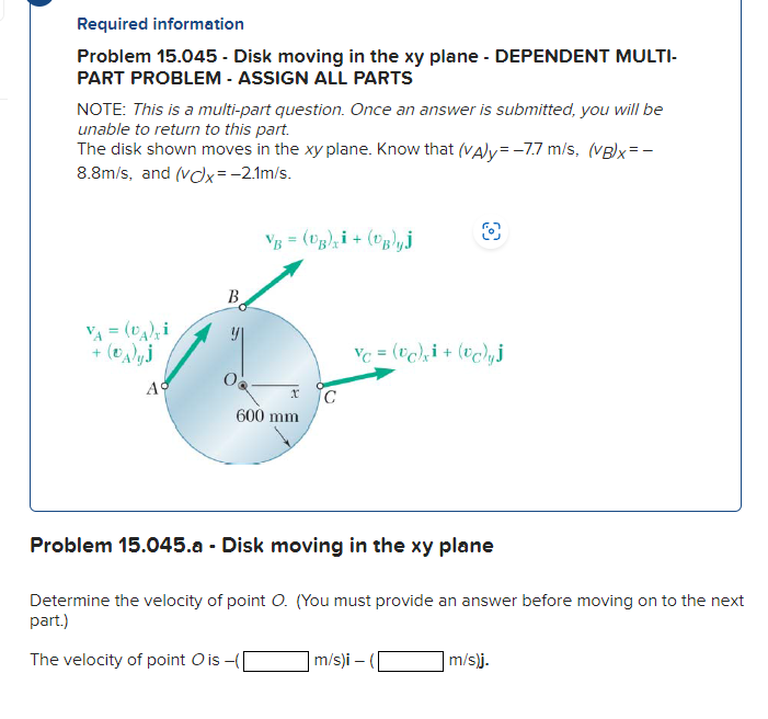 Solved Required information Problem 15.045 - Disk moving in | Chegg.com