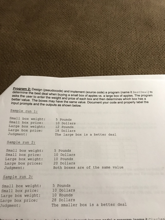 Solved Program 2 Design Pseudocode And Implement Source