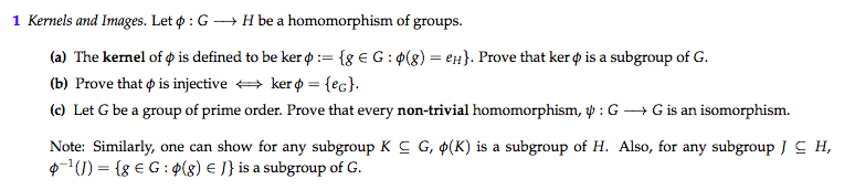 Solved 1 Kernels and Images. Let ? : G-> H be a homomorphism | Chegg.com
