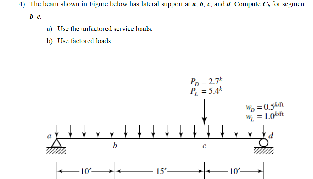 Solved 4) The beam shown in Figure below has lateral support | Chegg.com