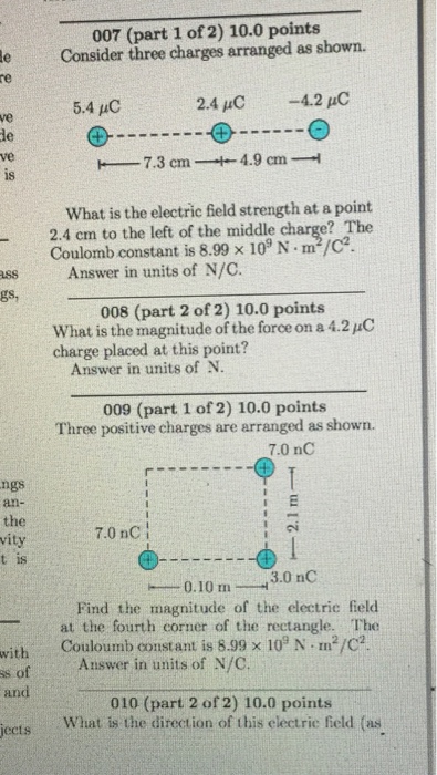 Solved Consider three charges arranged as shown. What is | Chegg.com