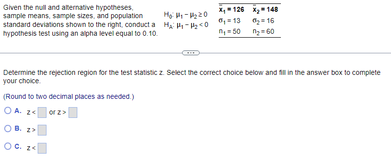 Solved Given the null and alternative hypotheses, sample | Chegg.com