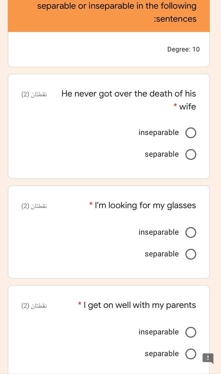 Solved separable or inseparable in the following :sentences | Chegg.com