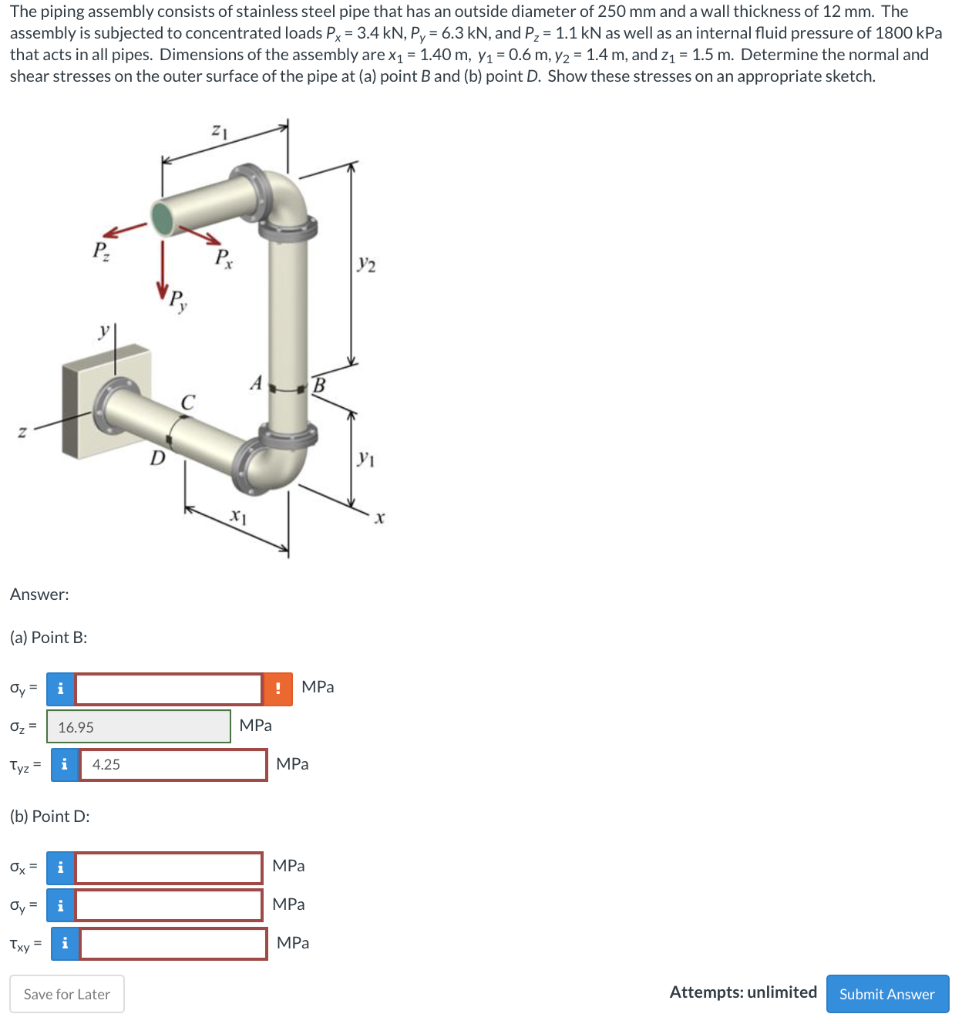 Solved The piping assembly consists of stainless steel pipe | Chegg.com