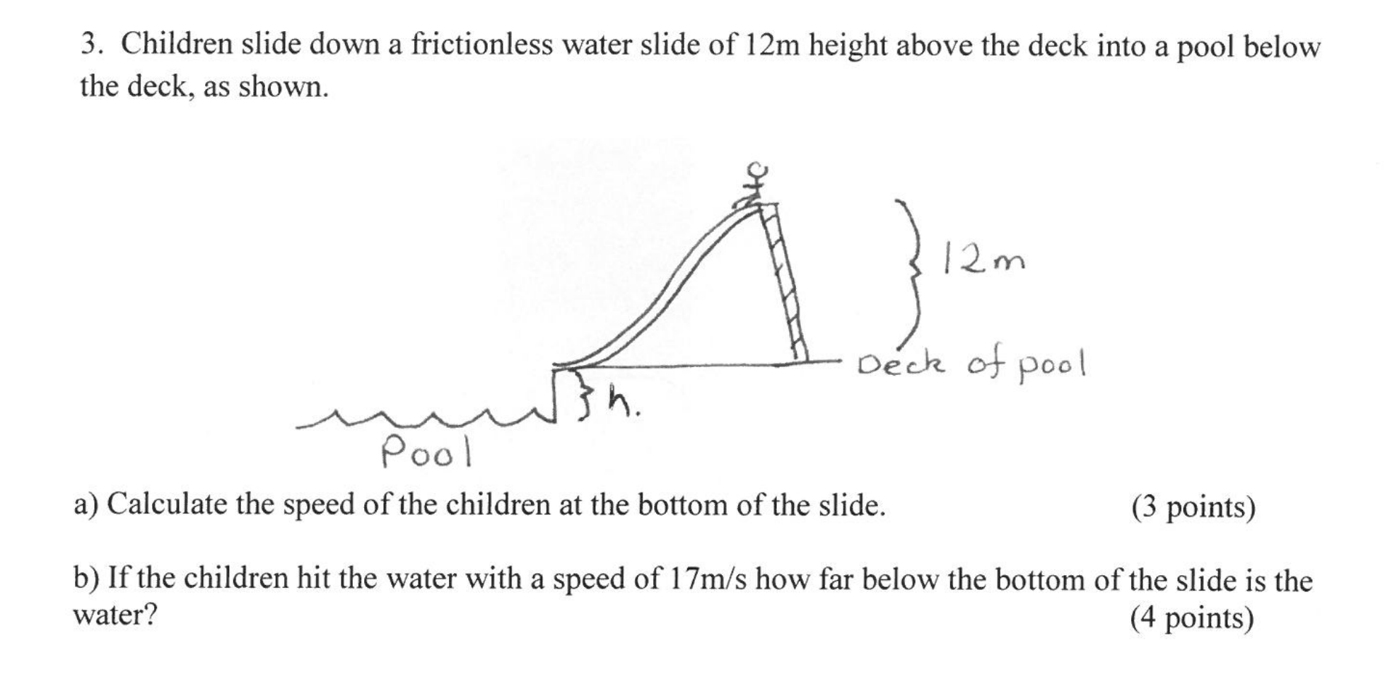 Solved 3. Children slide down a frictionless water slide of | Chegg.com