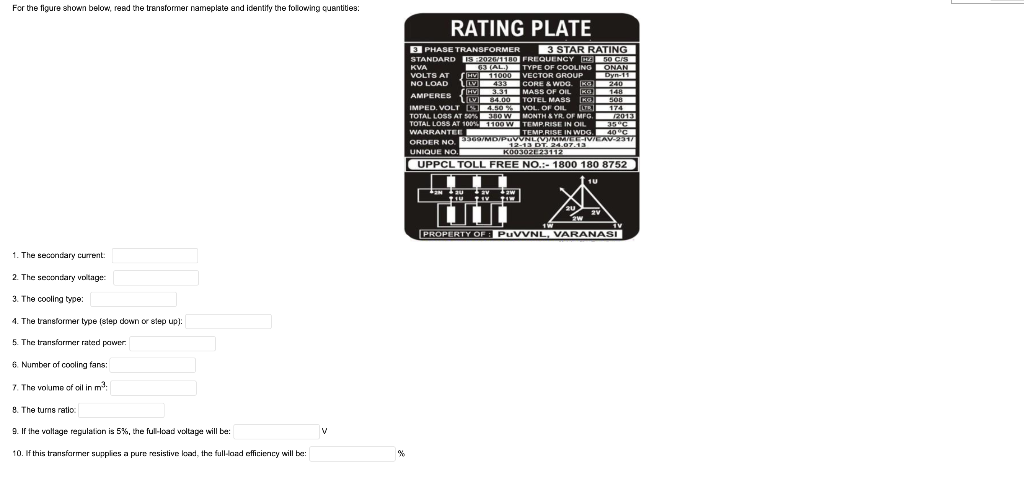 Solved For the figure shown below, read the transformer | Chegg.com