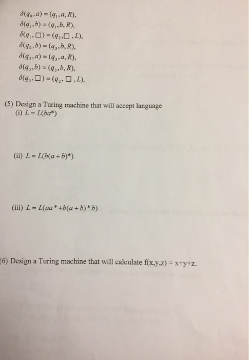 Solved (ii) What language is accepted by the Turing machine | Chegg.com