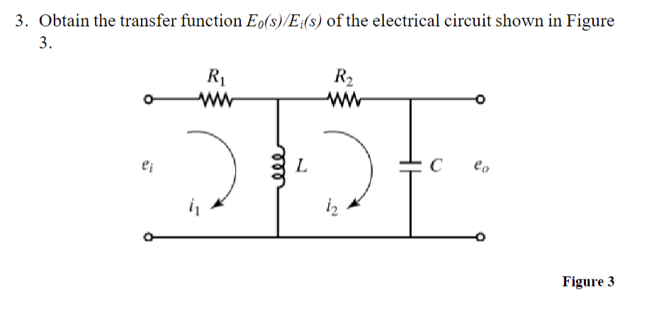 Solved 3. Obtain the transfer function E0(s)/Ei(s) of the | Chegg.com