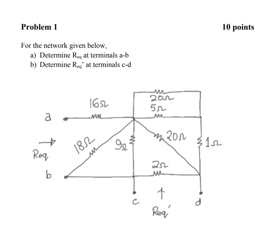 Solved Problem 1 10 points For the network given below, a) | Chegg.com