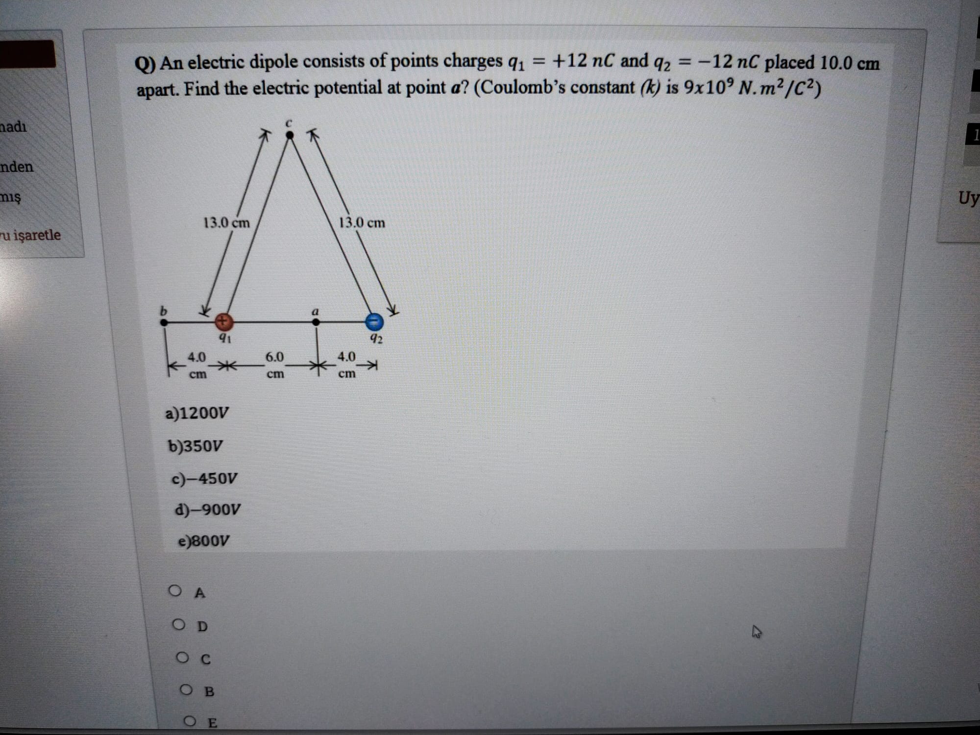 Solved Q) An electric dipole consists of points charges | Chegg.com
