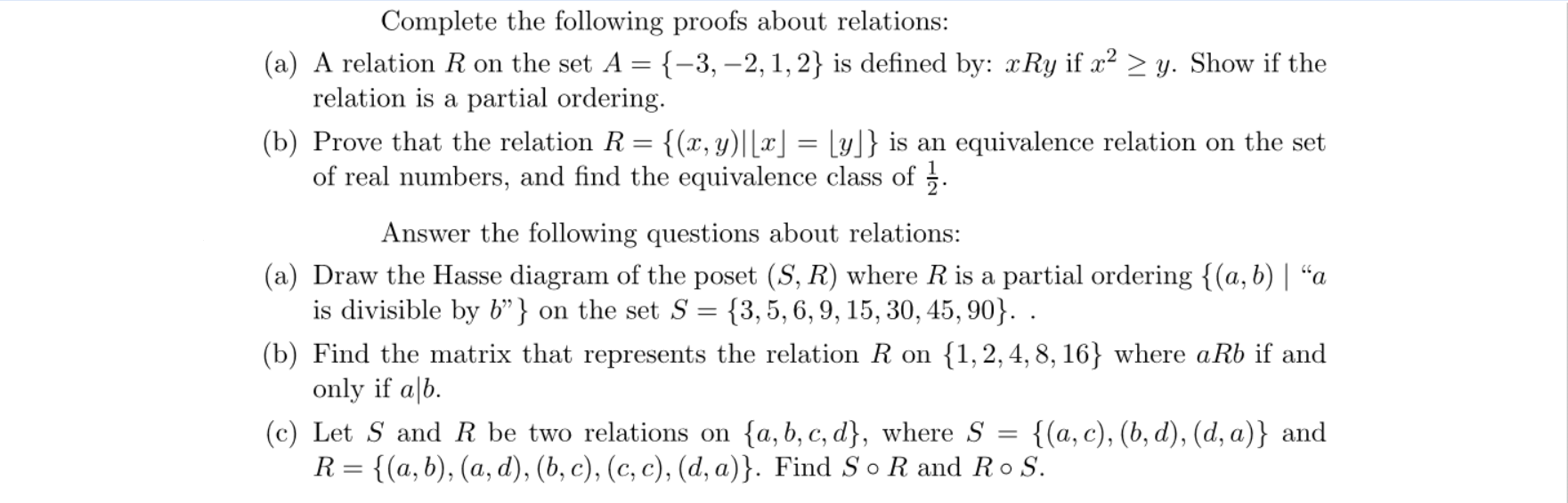 Solved Complete the following proofs about relations: (a) A | Chegg.com