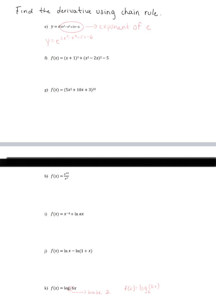 Solved Find the derivative using chain rule. - exponent of e | Chegg.com