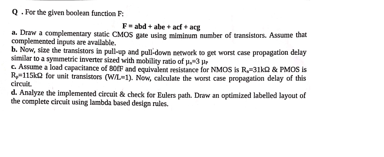 Solved Q . For the given Boolean function F : | Chegg.com