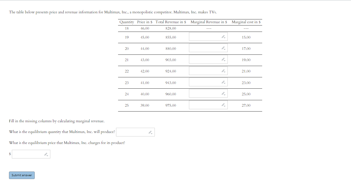 Solved Fill in the missing columns by calculating marginal | Chegg.com