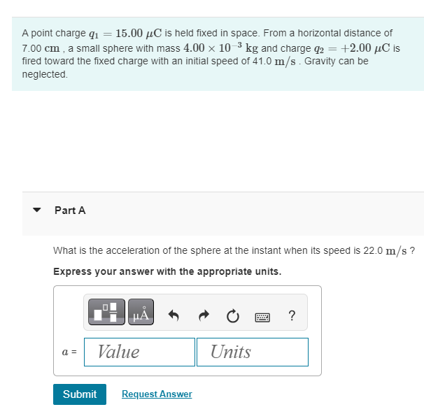 Solved A point charge q1=15.00μC is held fixed in space. | Chegg.com