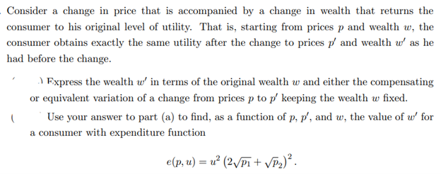Solved Consider a change in price that is accompanied by a | Chegg.com