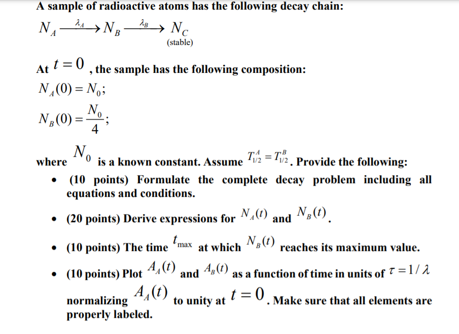 Solved B A sample of radioactive atoms has the following | Chegg.com