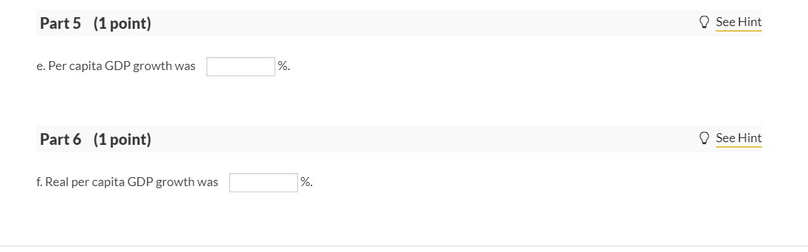 Solved Part 1 (1 point) See Hint Suppose that nominal GDP | Chegg.com