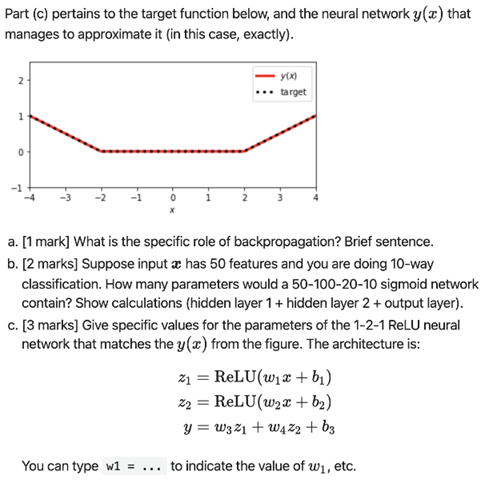Part (c) pertains to the target function below, and | Chegg.com