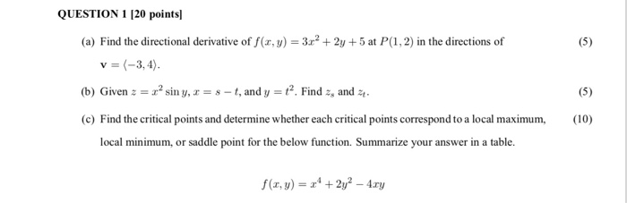Solved QUESTION 1 120 pointsl (a) Find the directional | Chegg.com