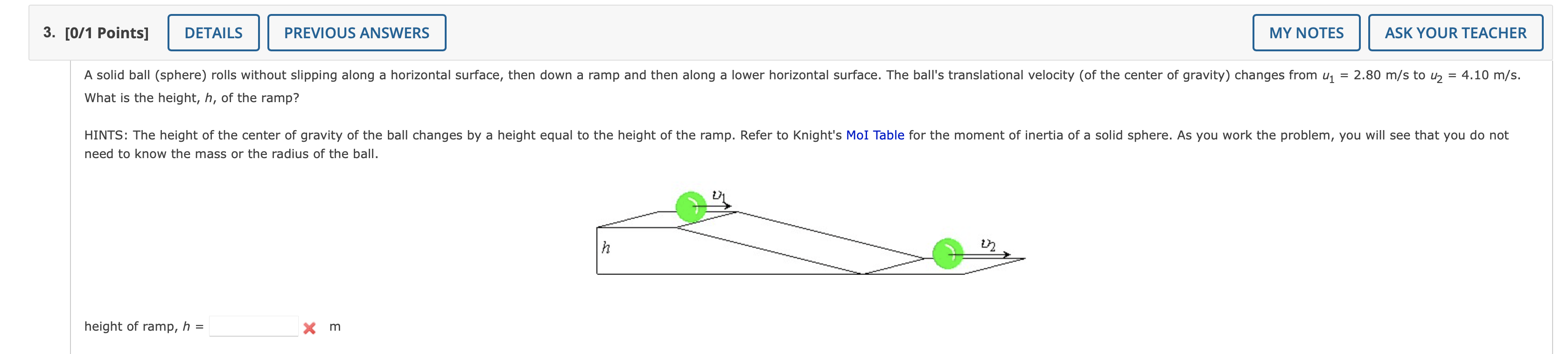 Solved What is the height, h, of the ramp? need to know the | Chegg.com