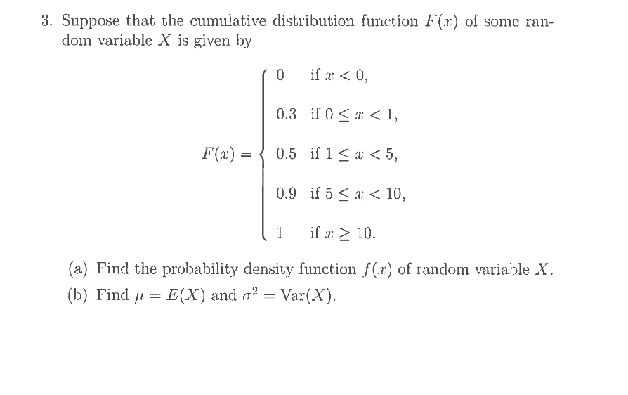 Solved 3. Suppose that the cumulative distribution function | Chegg.com