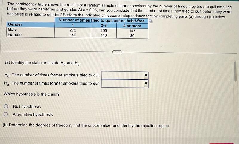 Solved The contingency table shows the results of a random | Chegg.com