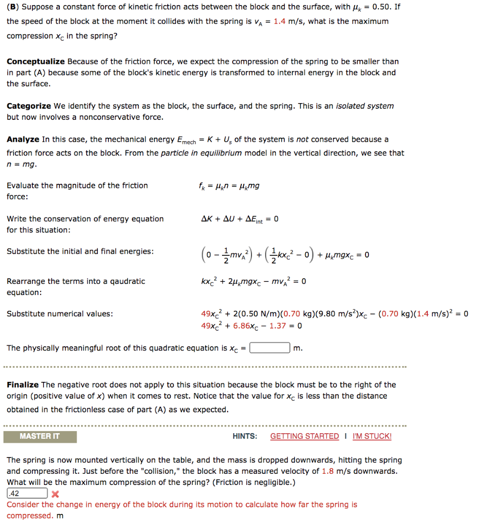 Solved Example 8.8 Block-Spring Collision x=0 A block having | Chegg.com