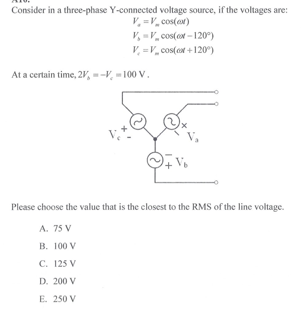 Solved Consider in a three-phase Y-connected voltage source, | Chegg.com