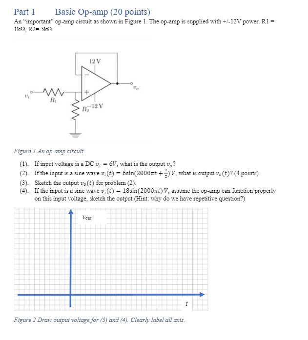 Solved Part 1 Basic Op-amp (20 points) An "important” op-amp | Chegg.com