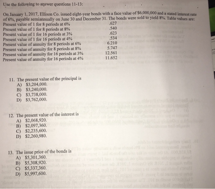Solved Use the following to answer questions 11-13: On | Chegg.com