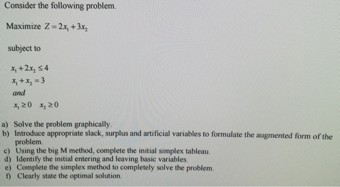 Solved Consider the following problem Maximize Z = 2x_1 + | Chegg.com