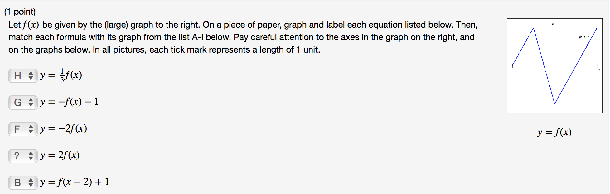 Solved 1 Point Let F X Be Given By The Large Graph To