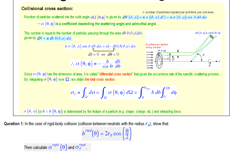 Solved Collisional cross section: ne number of particles | Chegg.com