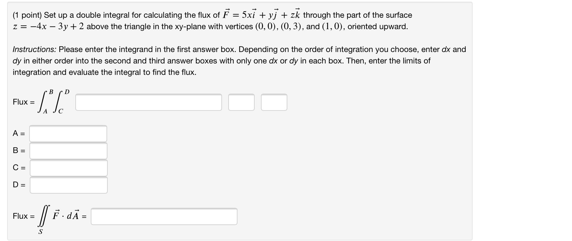 Solved (1 point) Set up a double integral for calculating | Chegg.com
