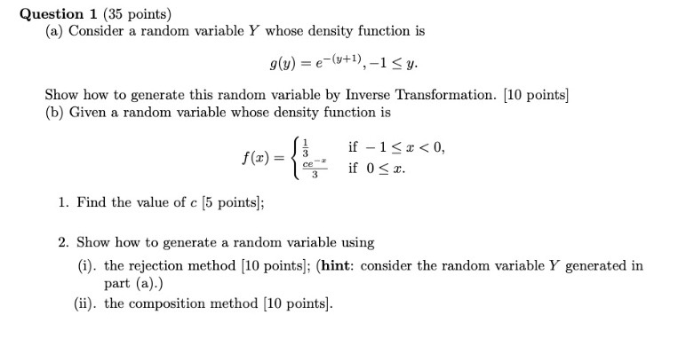 Solved Question 1 (35 points) (a) Consider a random variable | Chegg.com