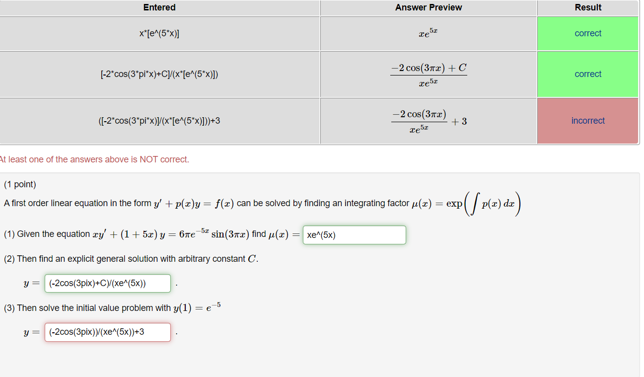 Solved A First Order Linear Equation In The Form