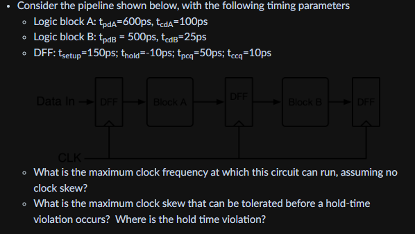 Solved Consider the pipeline shown below, with the following | Chegg.com